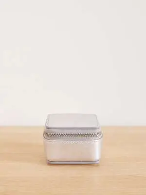 Smythson Metallic Leather Cosmetic Case - Silver