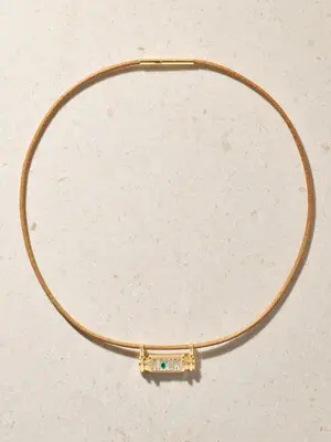 MARIE LICHTENBERG 18-karat Emerald, And Leather Necklace - Gold