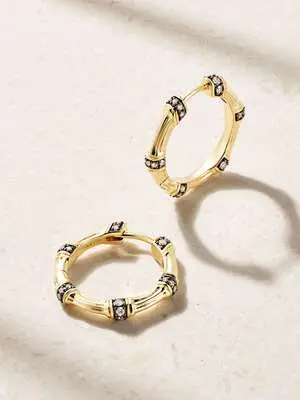 LUCY DELIUS Sciura 14-karat Rhodium-plated Diamond Hoop Earrings - Gold