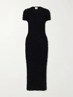 Khaite Perry Ruched Silk-chiffon Midi Dress - Black