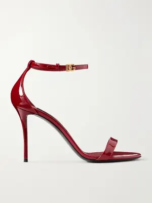 Dolce & Gabbana Logo-detailed Patent Leather Sandals - Red