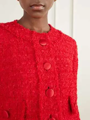 Dolce & Gabbana Cropped Frayed Cotton-blend Tweed Jacket