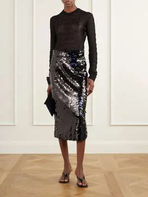 Dolce & Gabbana Sequin-embellished Tulle Midi Skirt