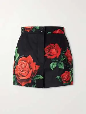 Dolce & Gabbana Floral Print Cotton Poplin Shorts