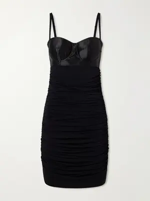 Dolce & Gabbana Draped Jersey Bustier Mini Dress - Black