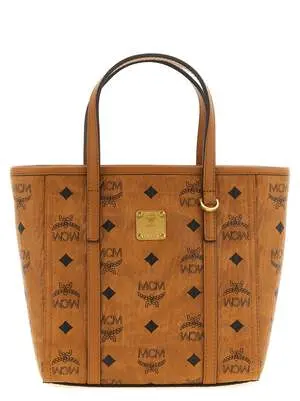 Mcm Small Toni Shopper Bag In Visetos Monogram Canvas - Brown