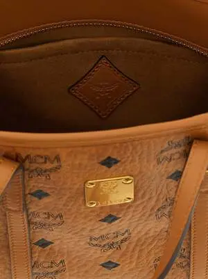 Mcm Small Toni Shopper Bag In Visetos Monogram Canvas - Brown