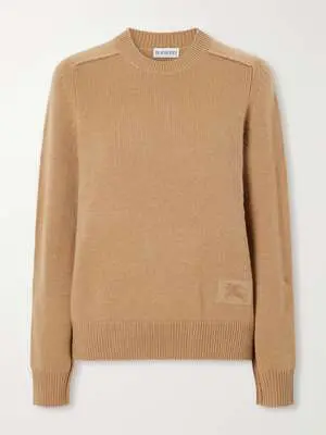 Burberry Cashmere-blend Crewneck Sweater - Tan