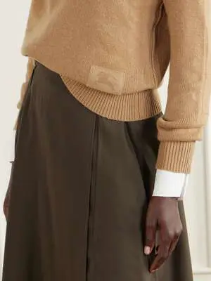 Burberry Cashmere-blend Crewneck Sweater - Tan