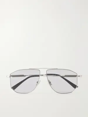 Bottega Veneta Ribbon Snap Aviator-style Metal Sunglasses - Gray