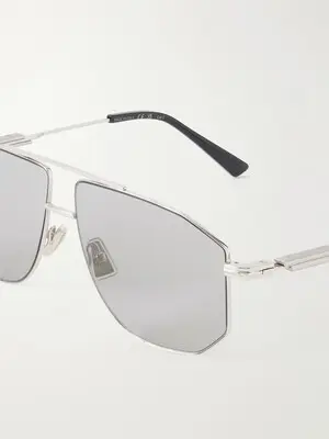Bottega Veneta Ribbon Snap Aviator-style Metal Sunglasses