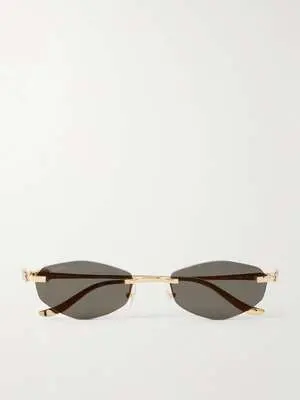 Cartier Panthère De Round-frame Gold-tone Sunglasses