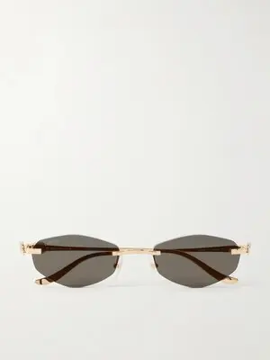 Cartier CARTIER EYEWEAR Panthère De Cartier Round-Frame Gold-Tone Sunglasses Gray