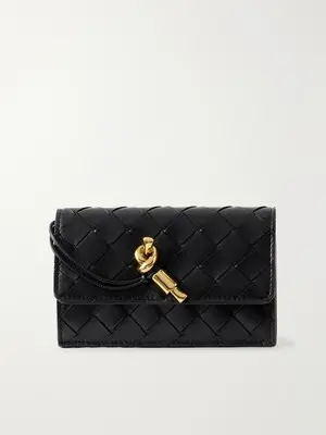 Bottega Veneta Andiamo Knot-detailed Intrecciato Leather Wallet - Black