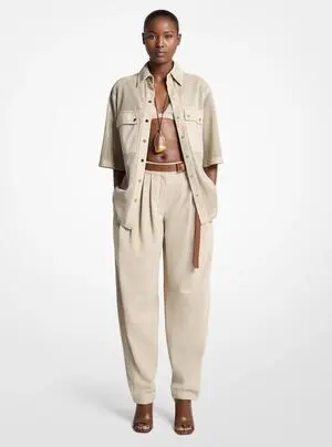 Michael Kors Pleated Suede Barrel Trousers
