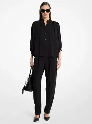 Michael Kors Silk Georgette Poet Blouse In Size By - Black