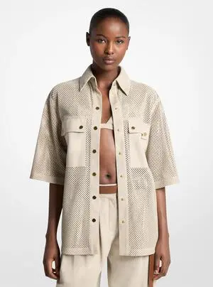Michael Kors Perforated Suede Safari Shirt