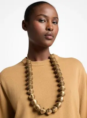 Michael Kors Metallic Leather Beaded Necklace