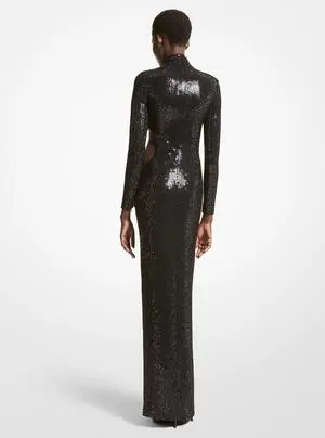 Michael Kors Hand-embroidered Crystal Stretch Cady Cutout Gown