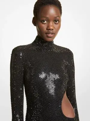 Michael Kors Hand-embroidered Crystal Stretch Cady Cutout Gown