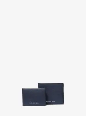 Michael Kors Varick Saffiano Leather Billfold Wallet With Passcase In By - Blue