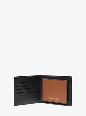 Michael Kors Varick Saffiano Leather Billfold Wallet With Passcase In By - Brown