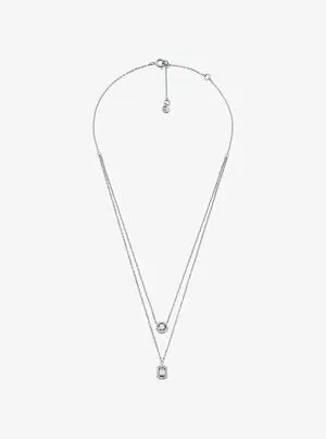 Michael Kors Precious Metal-plated Layered Necklace With Cubic Zirconia - Silver
