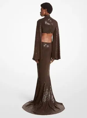 Michael Kors Hand-embroidered Sequin Stretch Matte Jersey Fishtail Gown In Size By