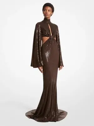 Michael Kors Hand-embroidered Sequin Stretch Matte Jersey Fishtail Gown In Size By
