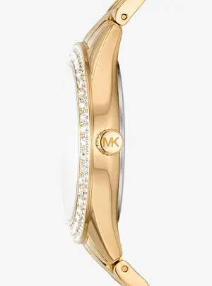 Michael Kors Harlowe Pavé -tone Stainless Steel Watch