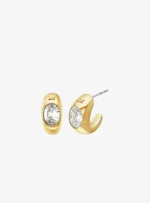 Michael Kors Precious Metal-plated Cubic Zirconia Huggie Hoop Earrings In By - Gold
