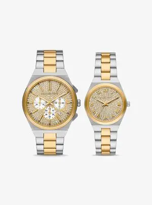 Michael Kors Lennox Two-tone Pavé Watch Set - Silver