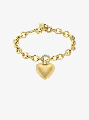 Michael Kors Pavé Puffy Heart Pendant Bracelet In By - Gold