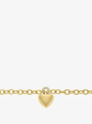 Michael Kors Pavé Puffy Heart Pendant Bracelet In By - Gold