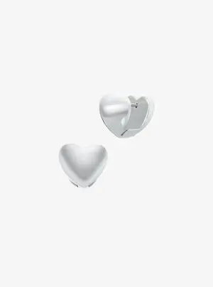 Michael Kors Puffy Heart Huggie Earrings In By - Silver