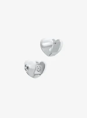 Michael Kors Puffy Heart Huggie Earrings In By - Silver