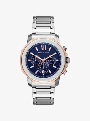 Michael Kors Oversized Prescott Two-tone Watch In By - Silver