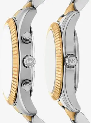 Michael Kors Lexington Two-tone Chronograph Watch Set