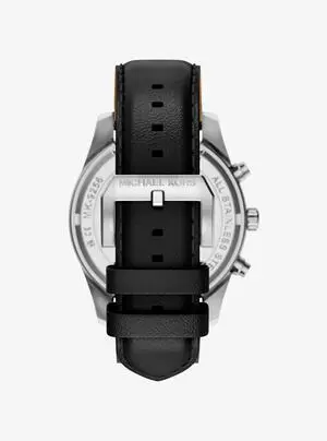 Michael Kors Oversized Lexington Silver-tone And Leather Watch In By