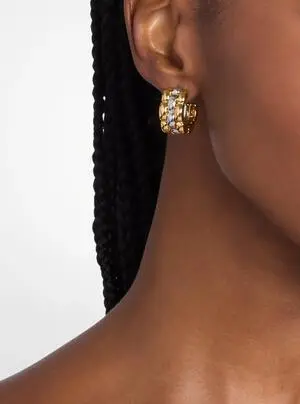 Michael Kors Two-tone 3-link Huggie Earrings In By