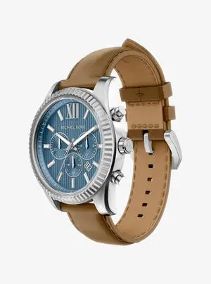 Michael Kors Lexington Chronograph Watch With Leather Strap - Natural