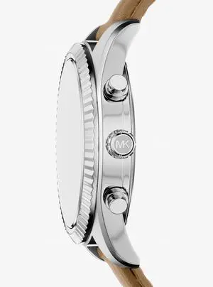 Michael Kors Lexington Chronograph Watch With Leather Strap - Natural