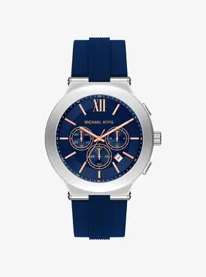 Michael Kors Oversized Billie Silver-tone And Silicone Watch In By - Blue