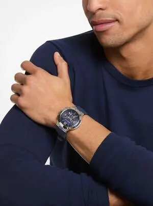 Michael Kors Oversized Billie Silver-tone And Silicone Watch In By