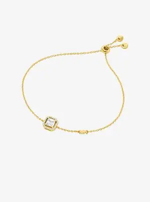 Michael Kors Precious Metal-plated Sterling Silver Pavé Slider Bracelet In By - Gold