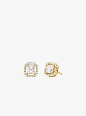 Michael Kors Precious Metal-plated Sterling Silver Pavé Stud Earrings In By
