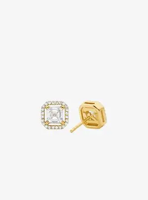 Michael Kors Precious Metal-plated Sterling Silver Pavé Stud Earrings In By