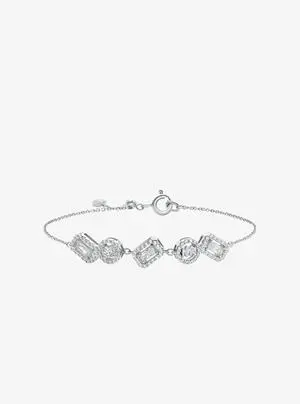 Michael Kors Precious Metal-plated Sterling Pavé Bracelet In By - Silver