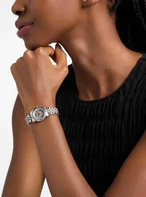 Michael Kors Petite Lexington Pavé Stainless Steel Watch - Silver
