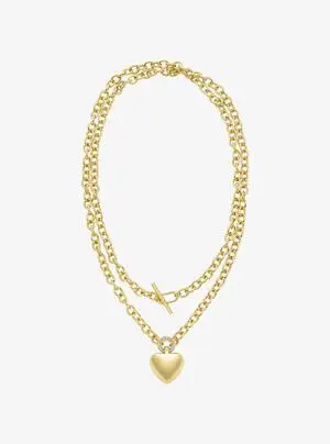 Michael Kors Pavé Embellished Heart Pendant Necklace - Gold